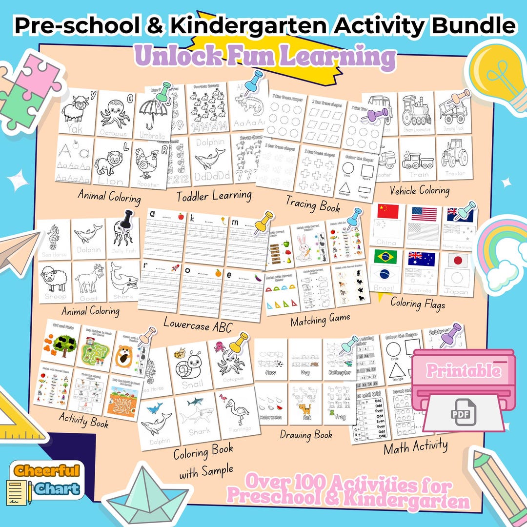 Preschool Kindergarten Learning Bundle | Printable | Alphabet ...