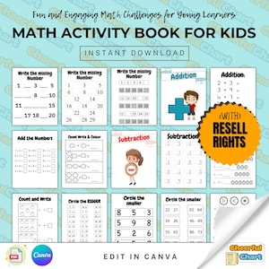 Math Activity Book for Kids - Etsy