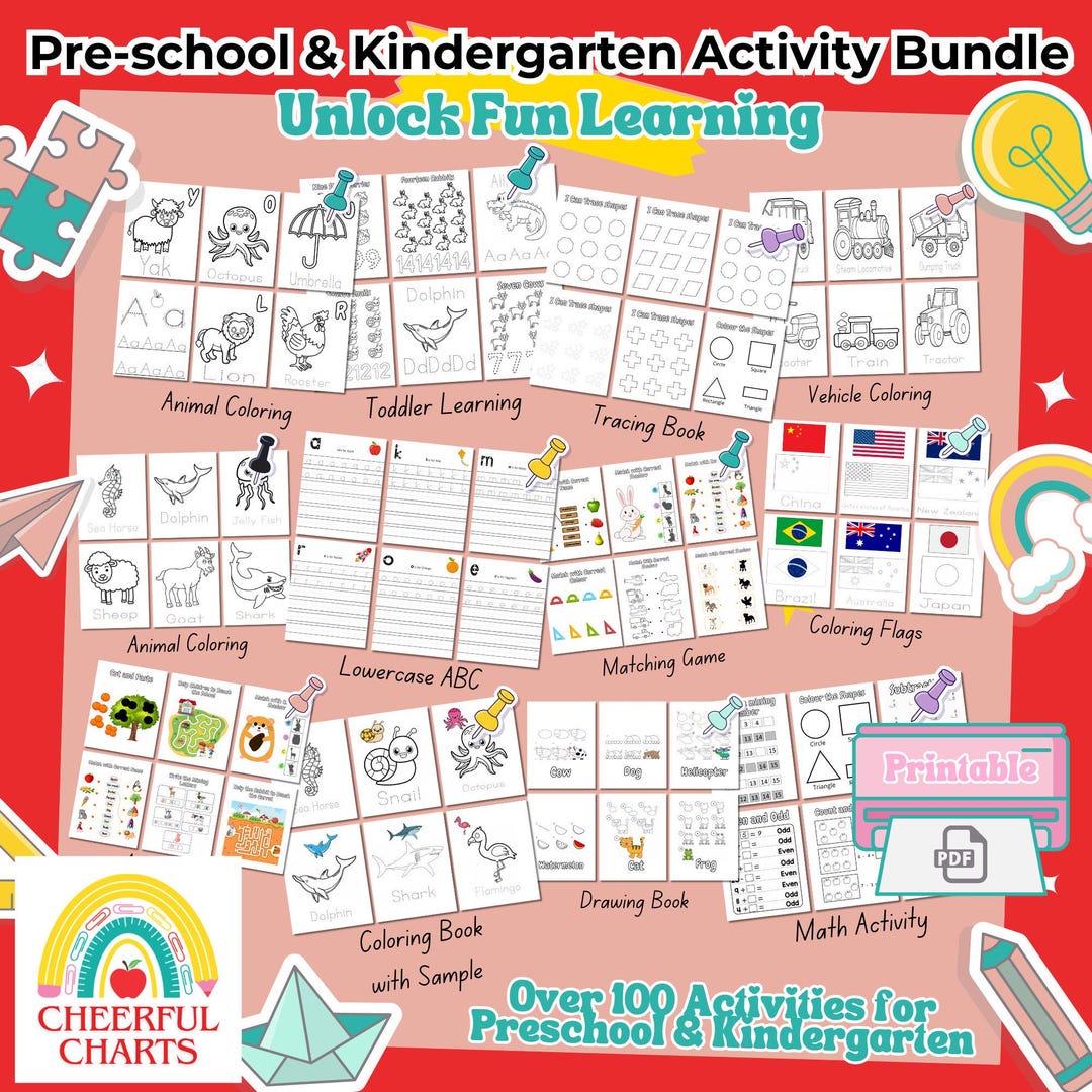 Preschool Kindergarten Learning Bundle | Printable | Alphabet ...