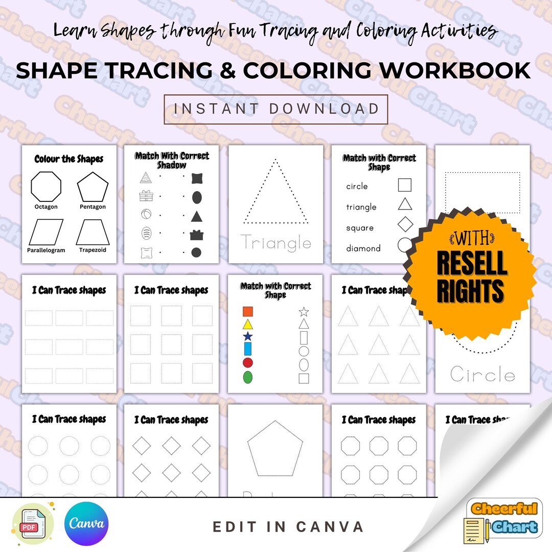 Shape Tracing & Coloring Workbook - Etsy