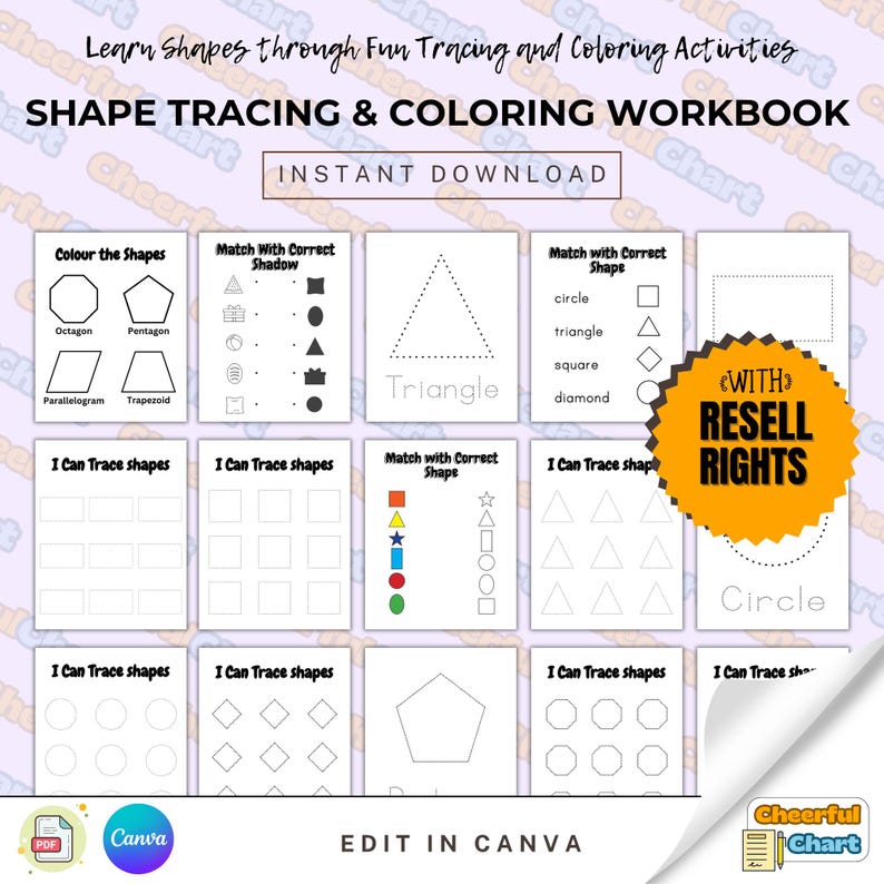 Shape Tracing & Coloring Workbook - Etsy