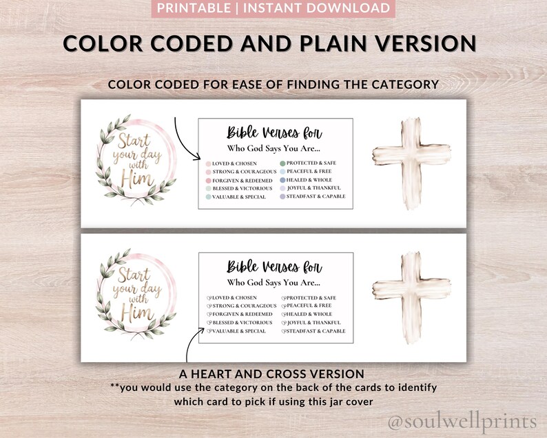 DIY Bible Verse Jar Printable | God Says You Are Cards | Color-coded ...