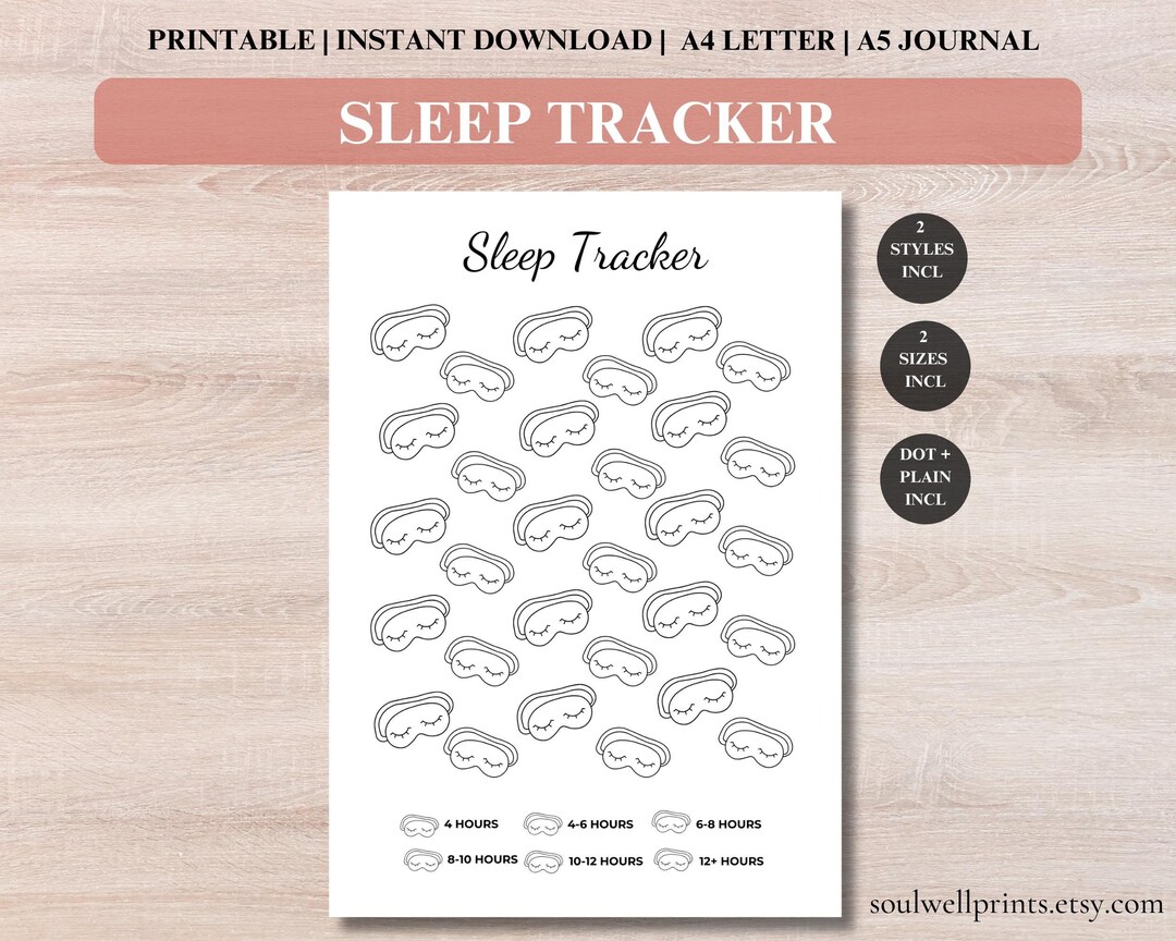 Sleep Tracker, A5 Journal Page Printable, Daily Sleep Habit Tracker ...