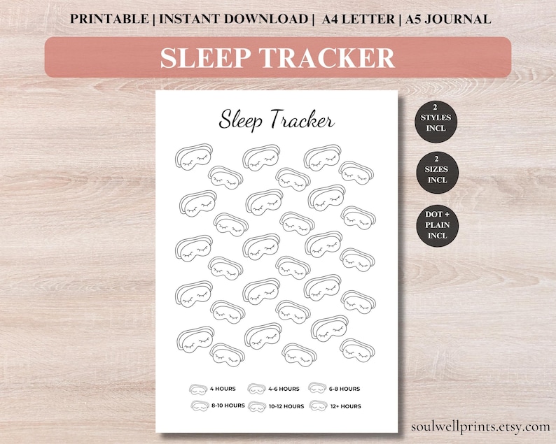 Sleep Tracker, A5 Journal Page Printable, Daily Sleep Habit Tracker ...