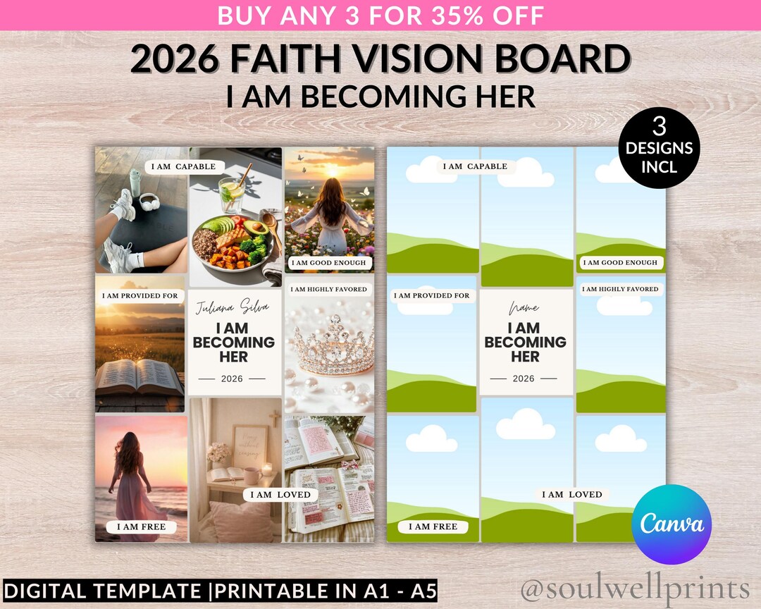 Christian Vision Board Template 2026 | Faith-based Identity Vision ...