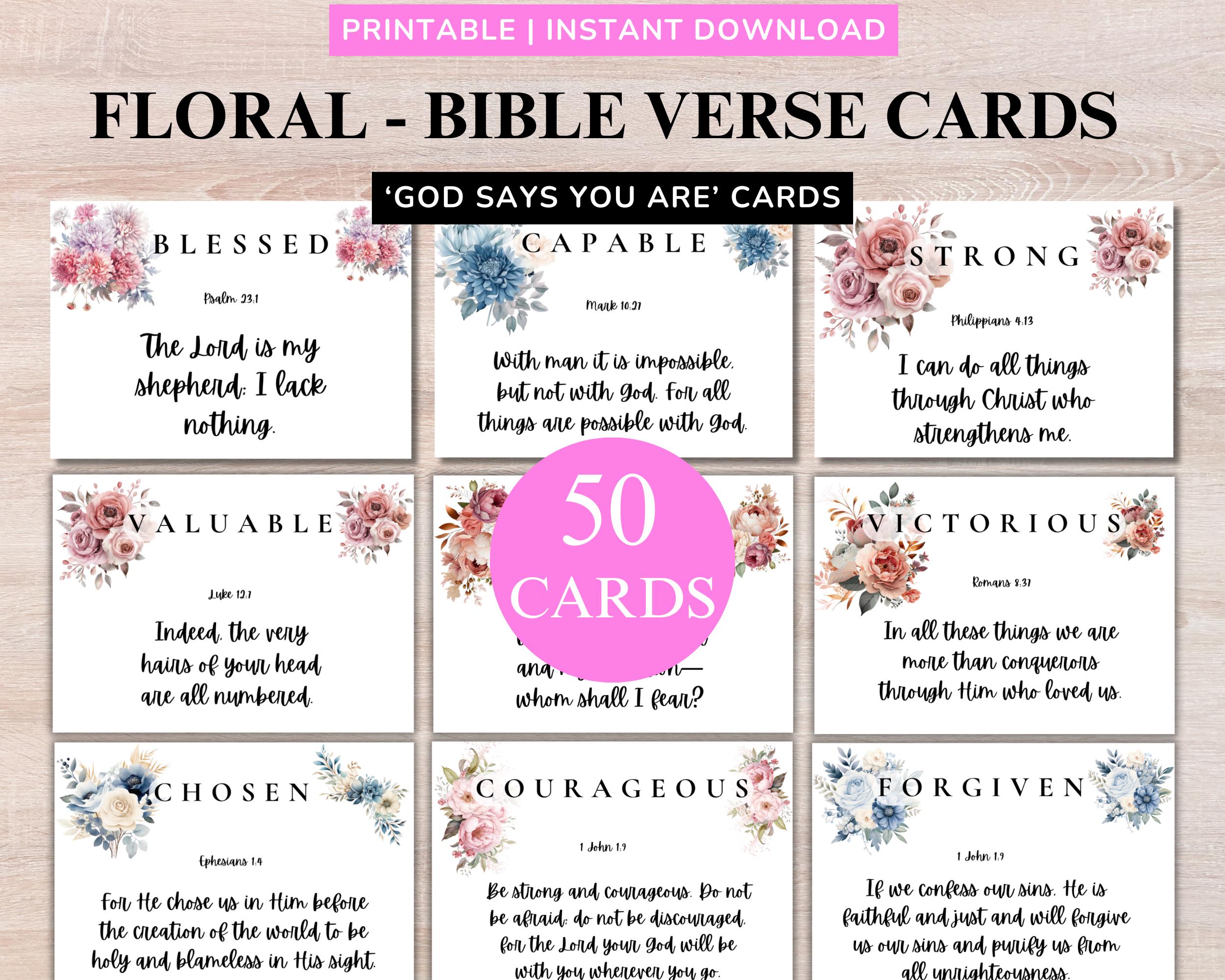 50 Bible Verse Cards Printable | Inspirational Scripture Cards ...