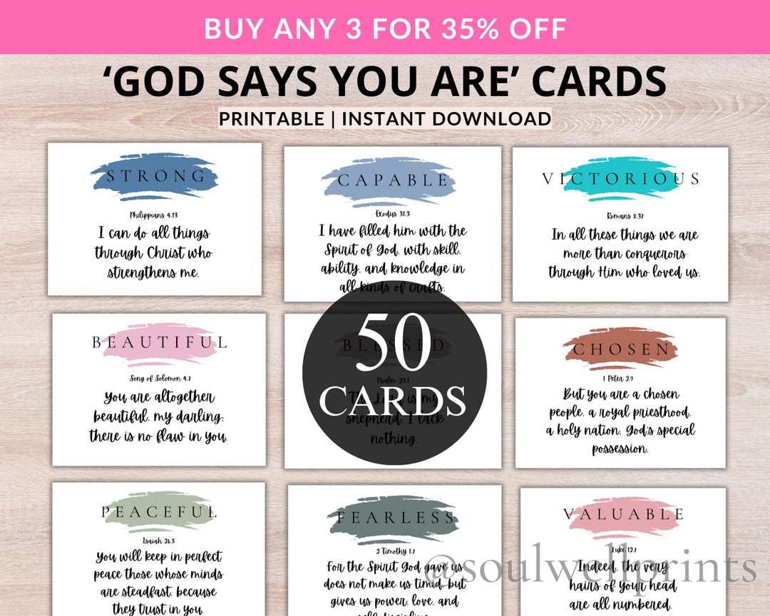 50 Bible Verse Cards Printable | Inspirational Scripture Cards ...