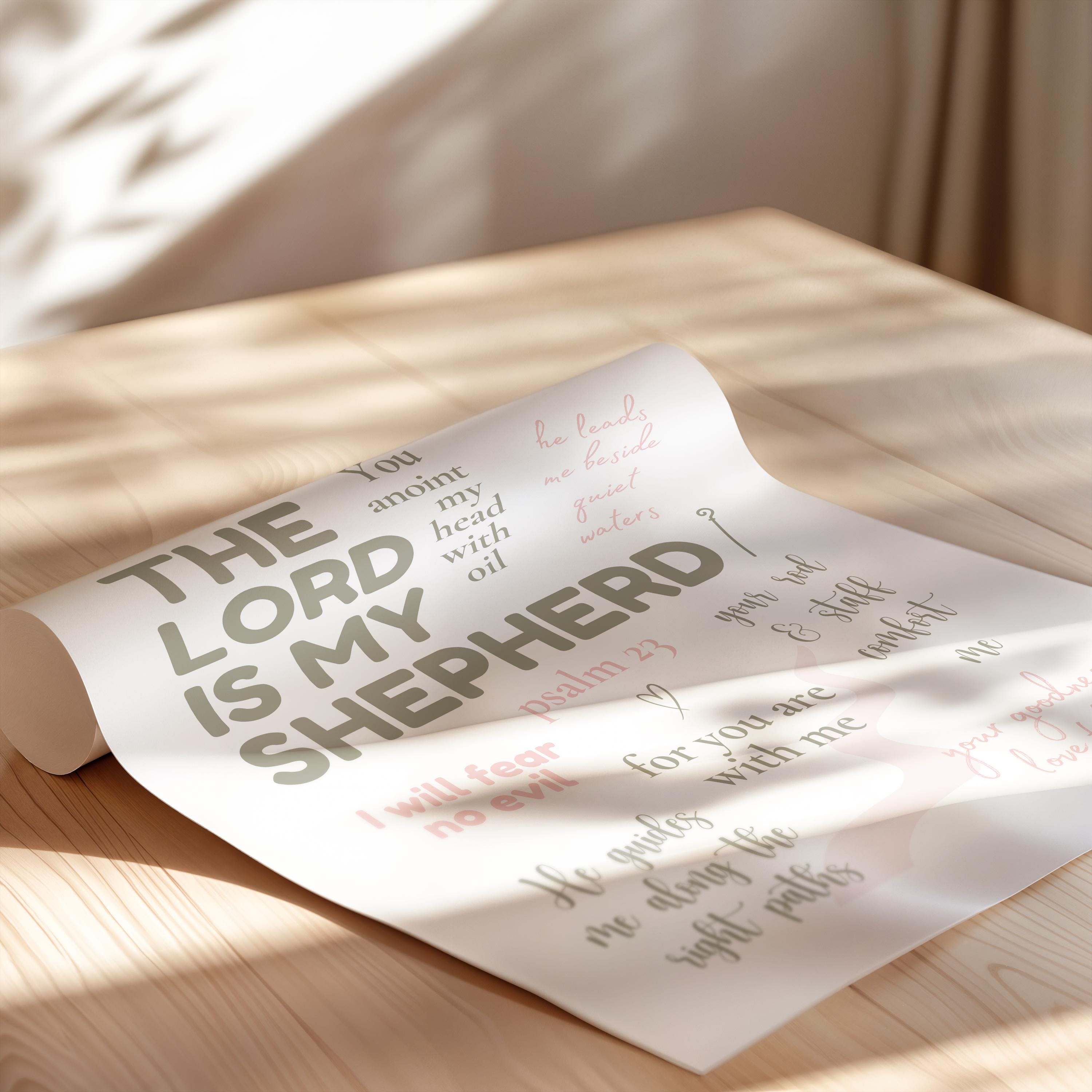 Psalm 23 the Lord is My Shepherd Printable - Prayer and College Room ...