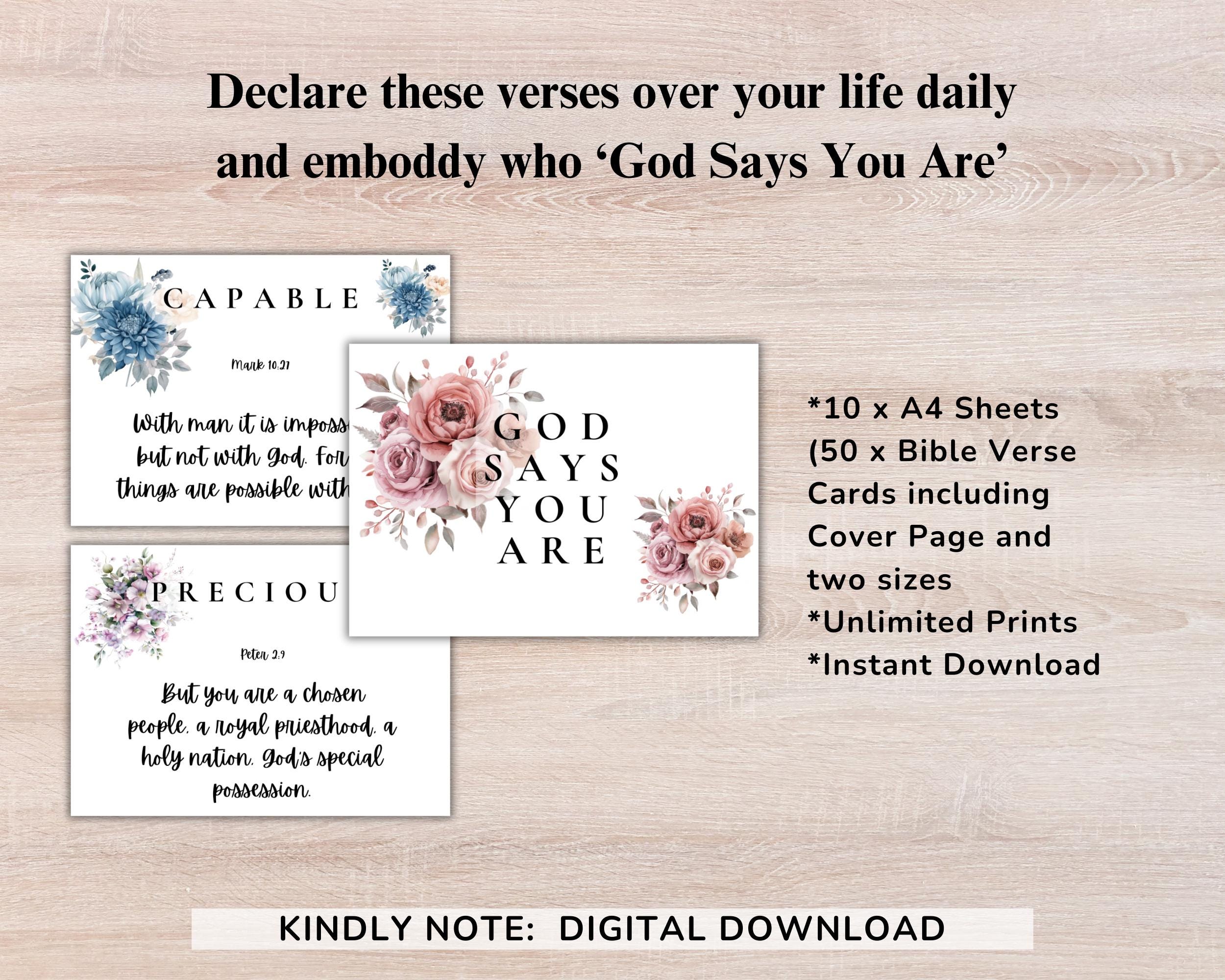 50 Bible Verse Cards Printable | Inspirational Scripture Cards ...