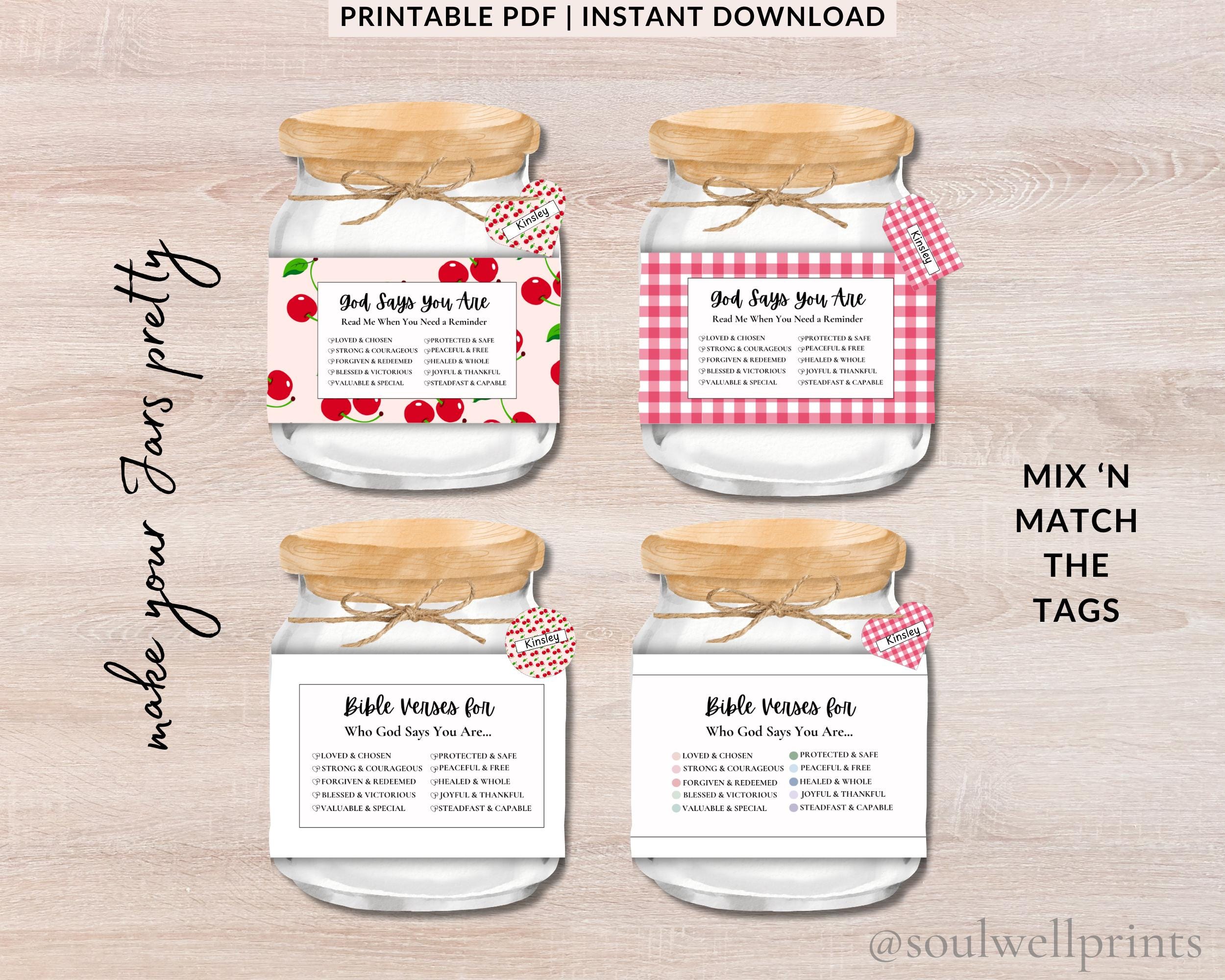 DIY Bible Verse Jar Printable | God Says You Are Cards | Color-coded ...