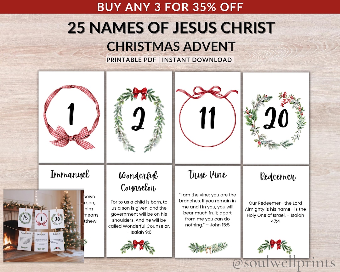 25 Names of Jesus Christ Advent Calendar | Printable Scripture Cards ...