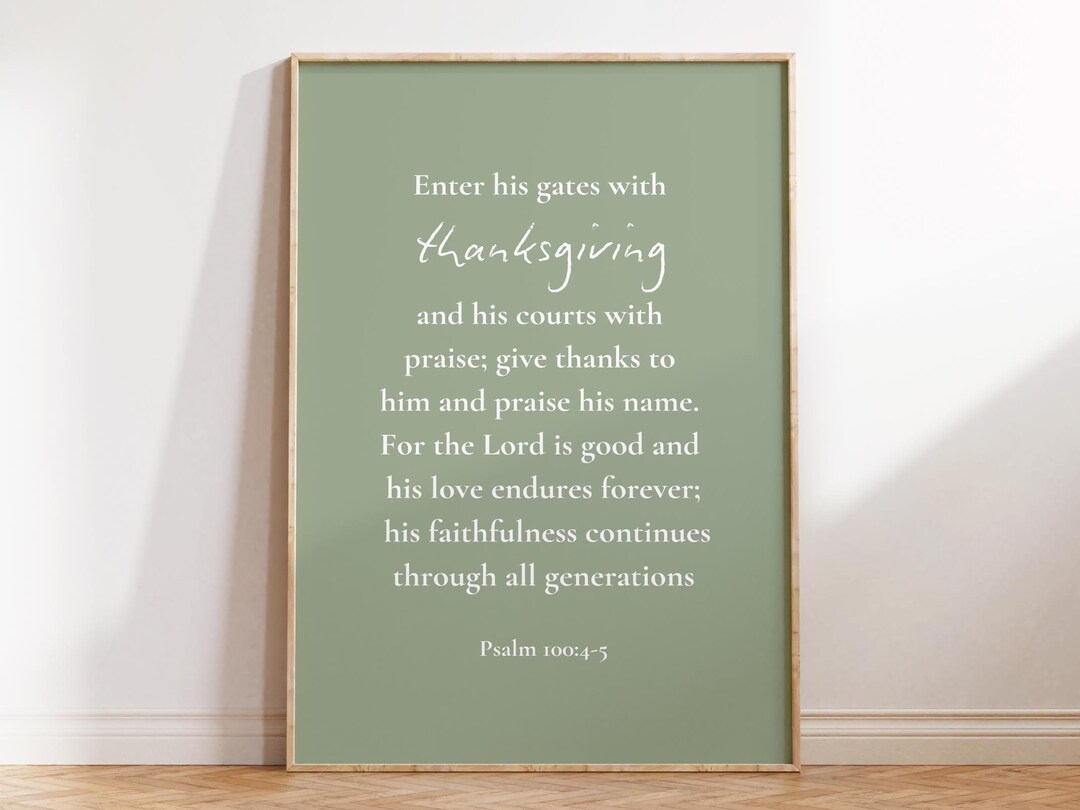 Psalm 100 Wall Art Christian Fall Decor Vintage Autumn Print Pumpkin ...