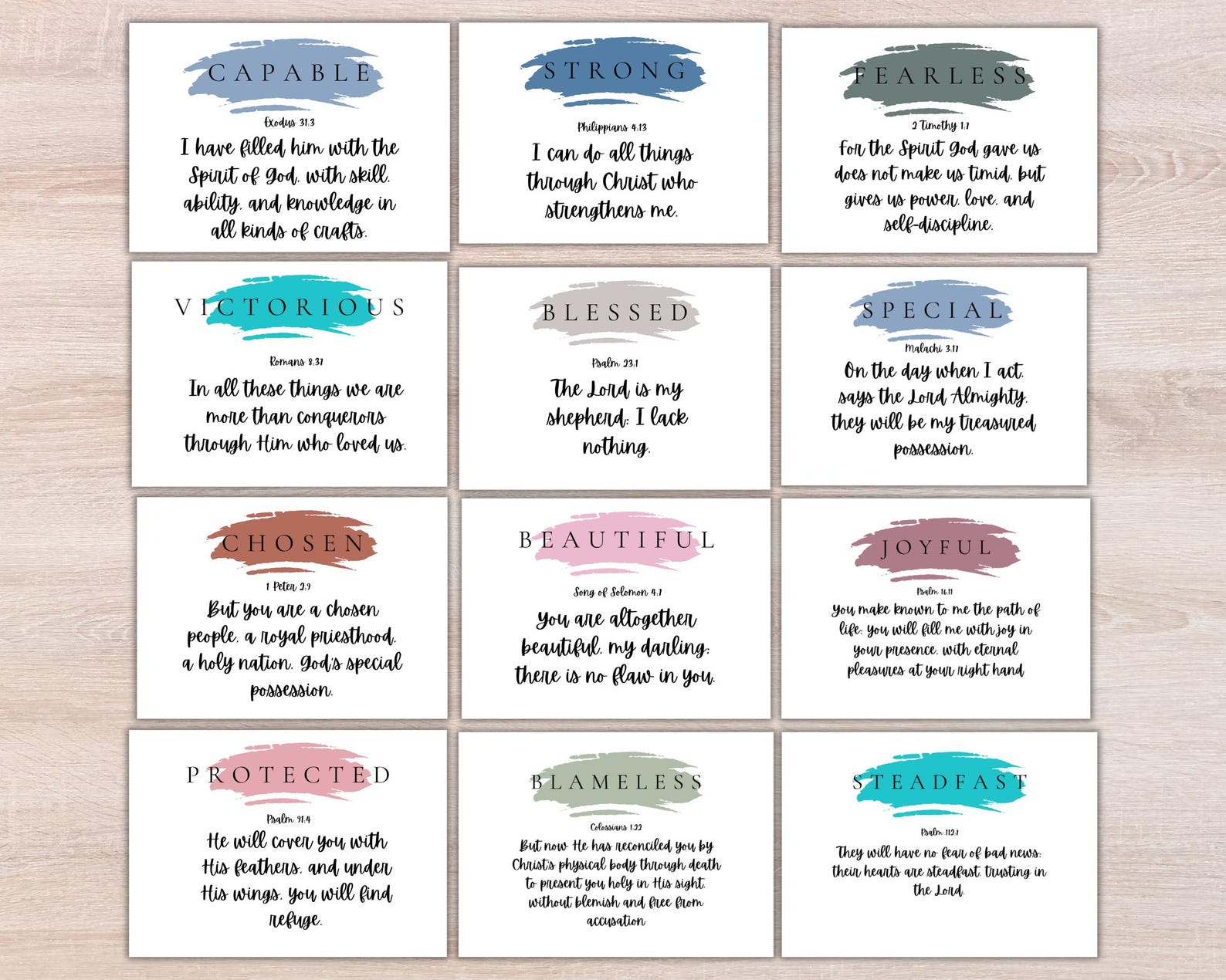 50 Bible Verse Cards Printable | Inspirational Scripture Cards ...