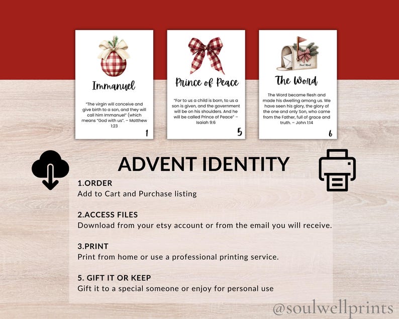 Names of Jesus Advent Calendar – Classic Red Scripture Cards | 25 Day ...