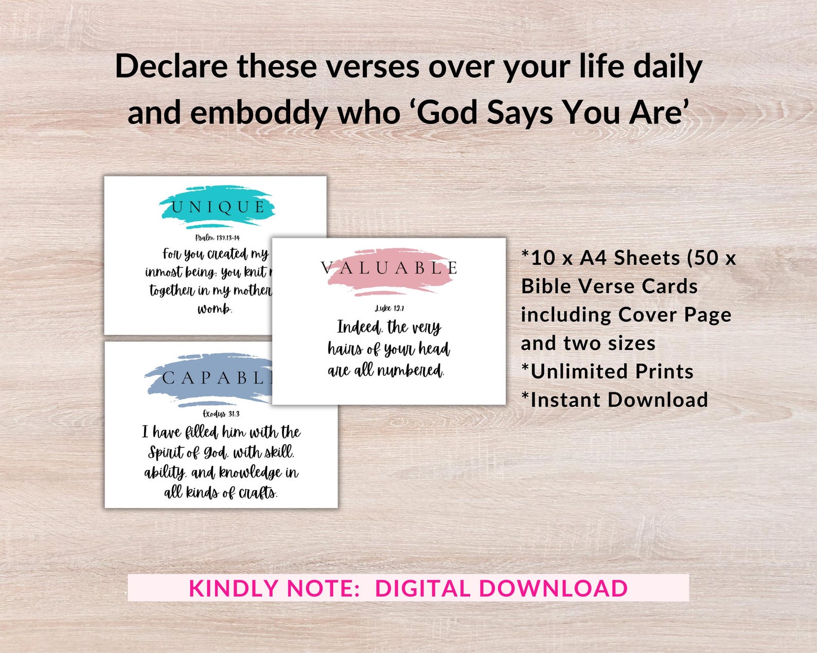 50 Bible Verse Cards Printable | Inspirational Scripture Cards ...