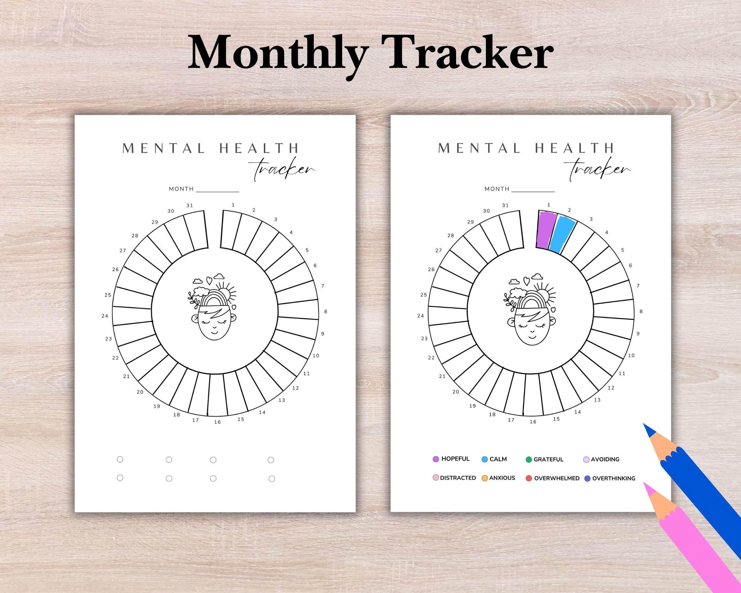 Mental Health Tracker Printable | Yearly Self-care Planner PDF | Mood ...