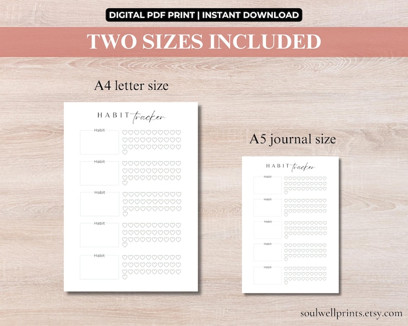 Monthly Habit Tracker, A5 Journal Page Printable, A5 Habit Tracker ...