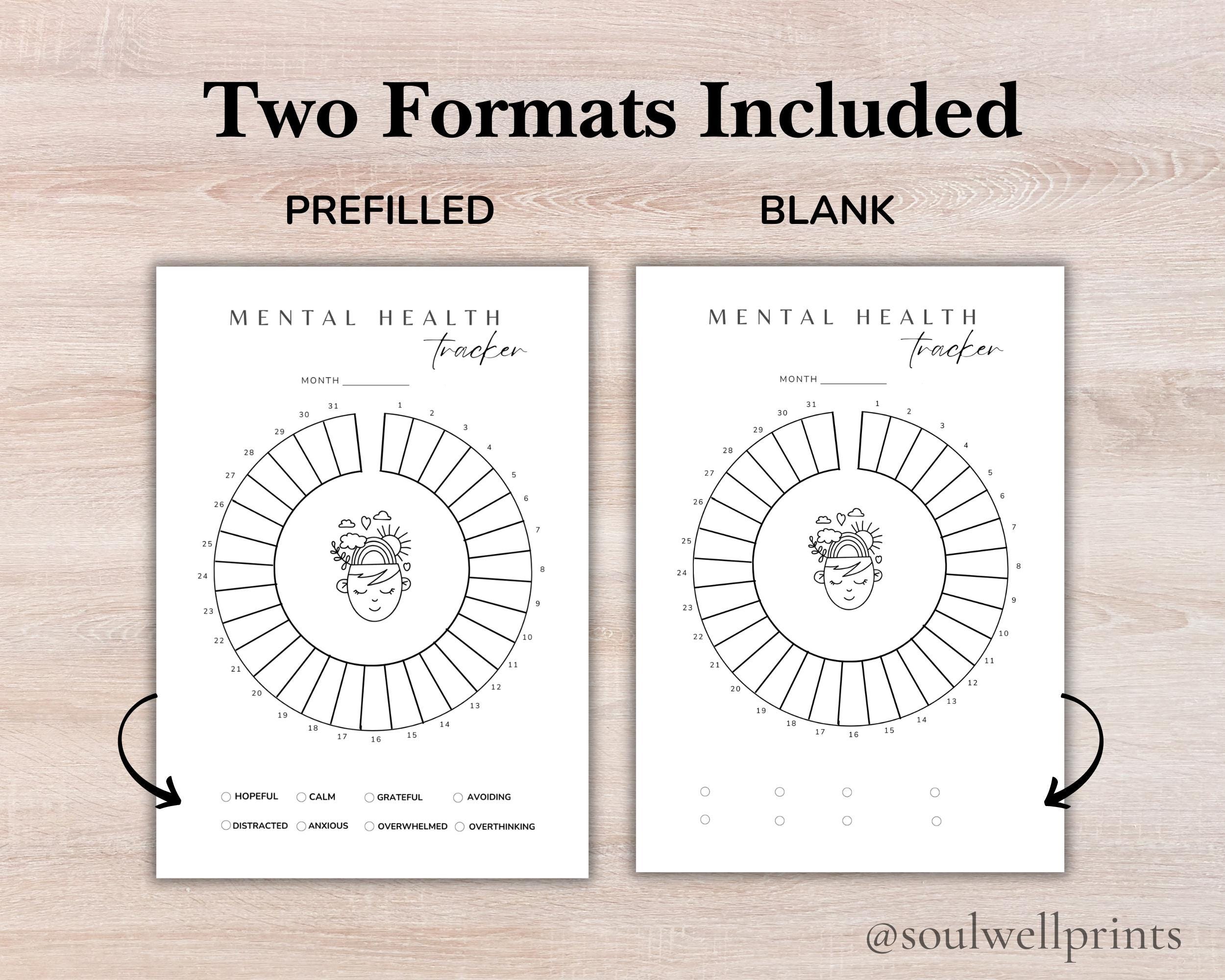 Mental Health Tracker Printable | Yearly Self-care Planner PDF | Mood ...