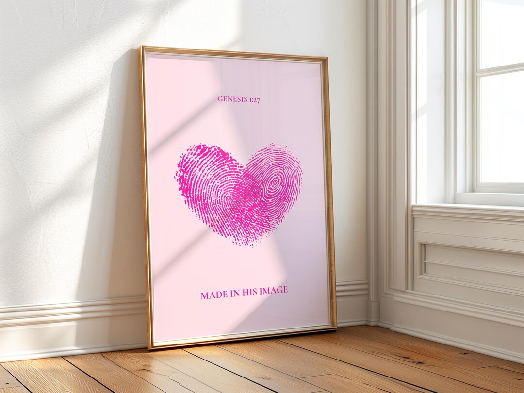 Bible Verse Wall Art Pink Gold Printable, Made in the Image of God ...