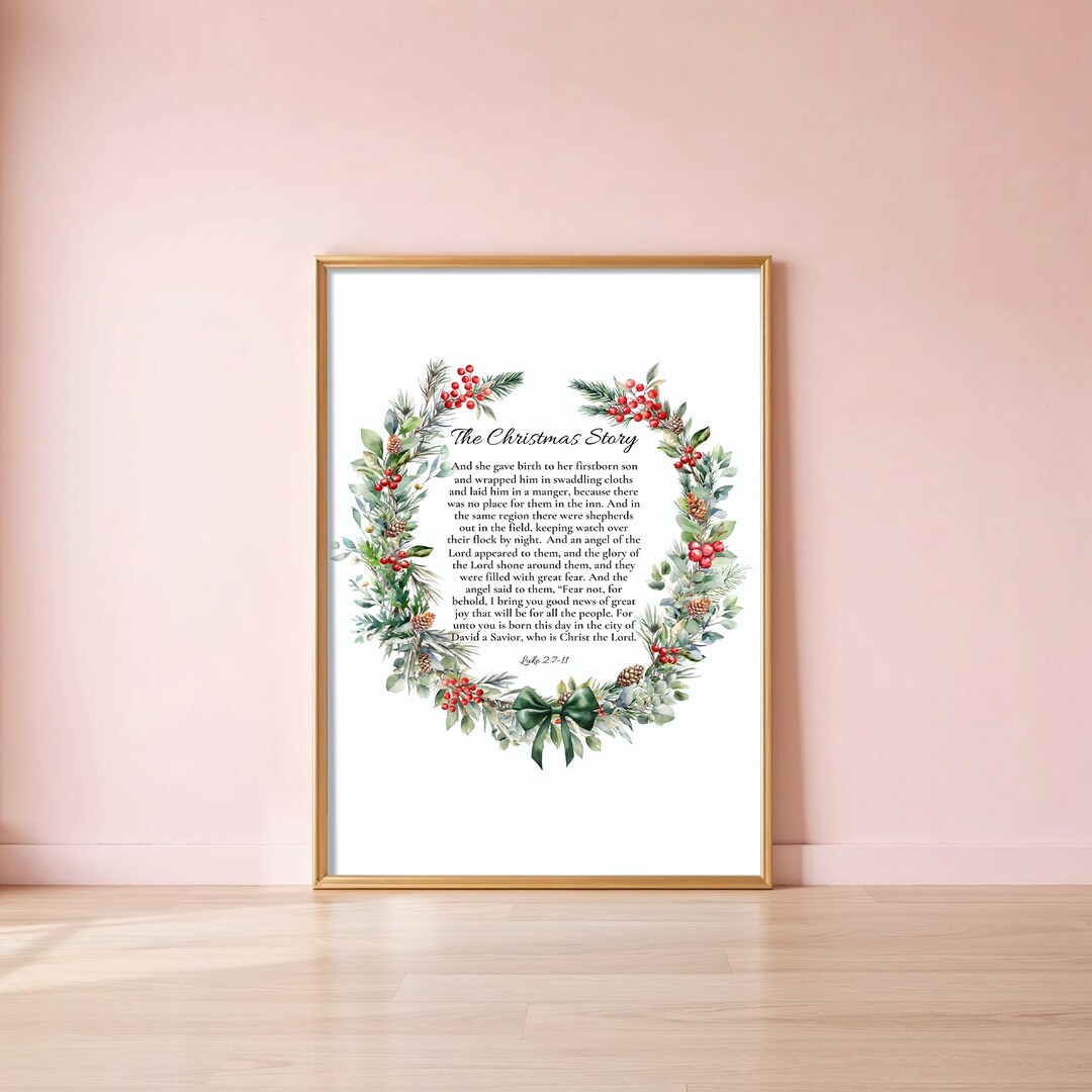 The Christmas Story Nativity Bible Verse | Modern Holiday Wall Art ...