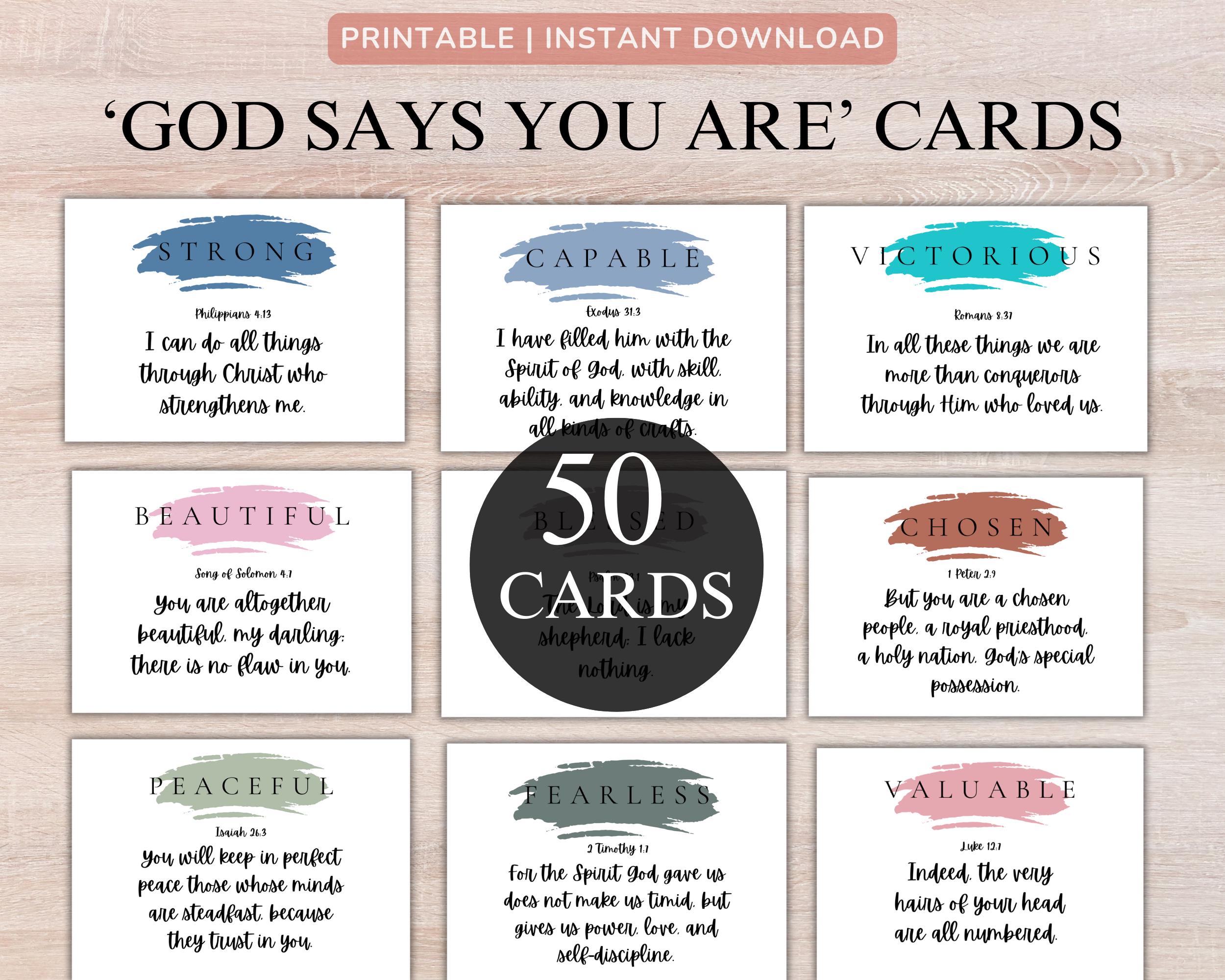 50 Bible Verse Cards Printable | Inspirational Scripture Cards ...