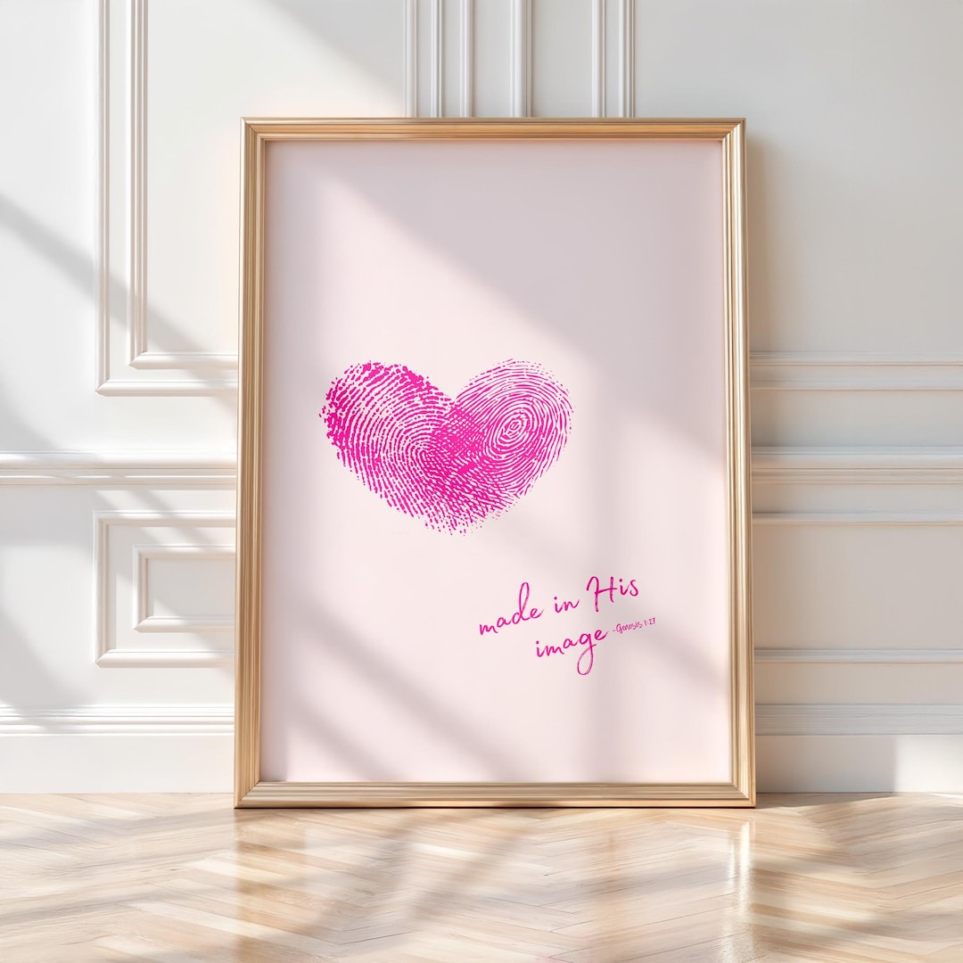 Bible Verse Wall Art Pink Gold Printable, Made in the Image of God ...