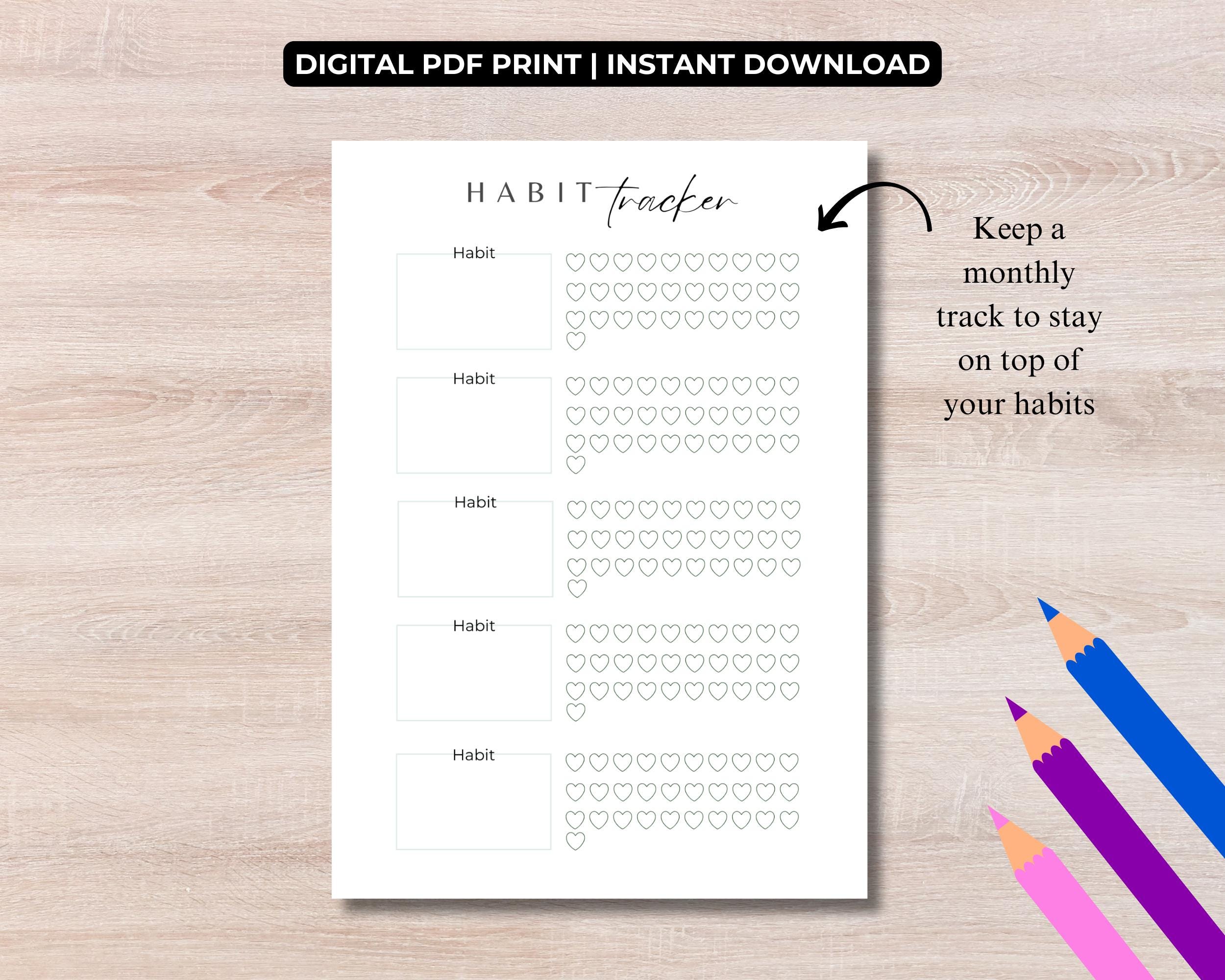 Monthly Habit Tracker, A5 Journal Page Printable, A5 Habit Tracker ...