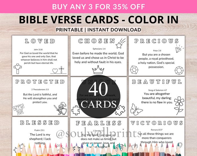 Scripture Affirmation Cards for Kids, Christian Affirmation Cards Kids ...