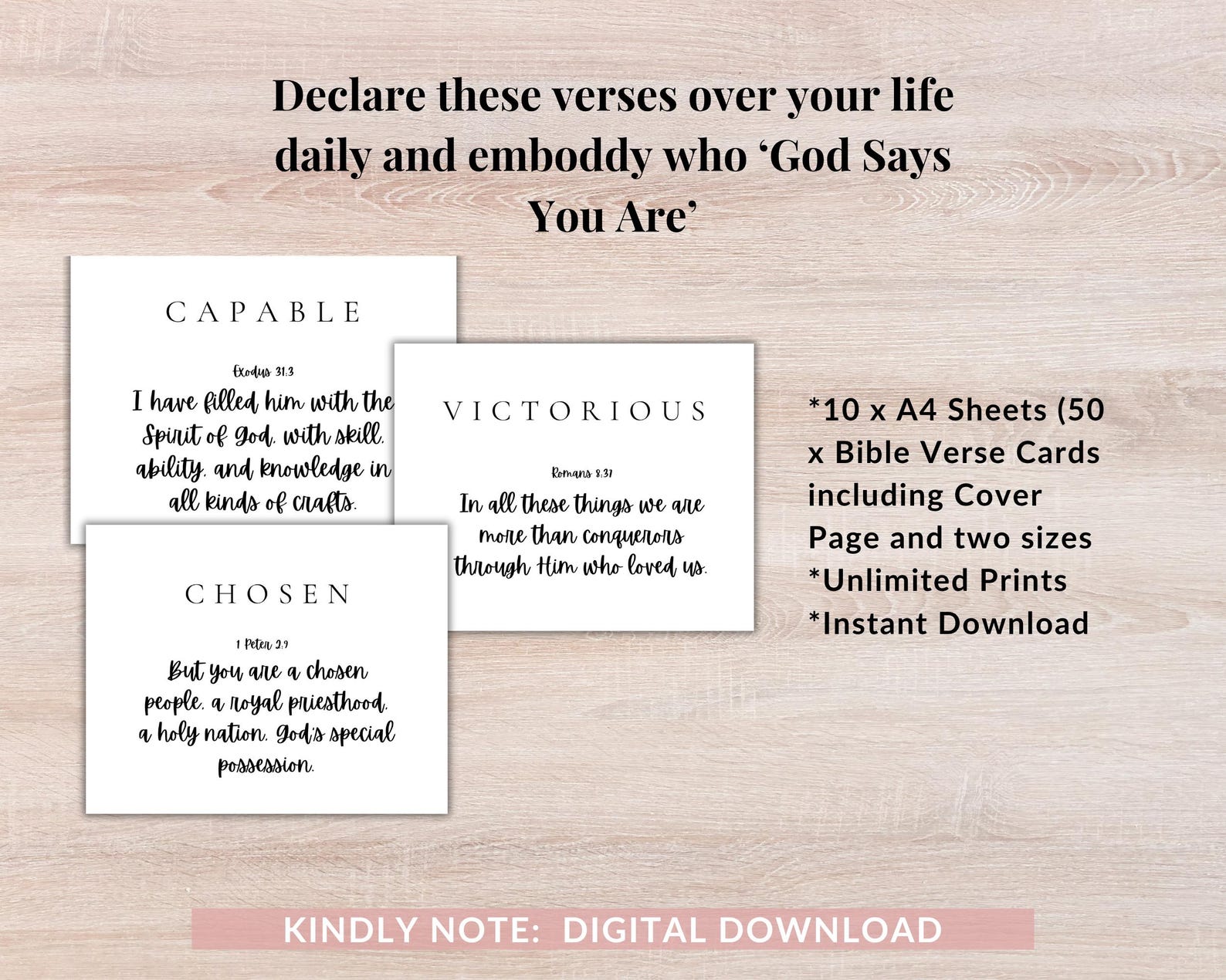 50 Bible Verse Cards Printable - Inspirational Scripture Cards ...