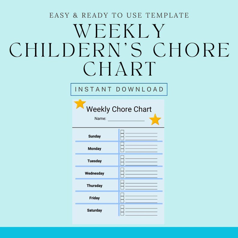 Children's Chore Chart - Etsy