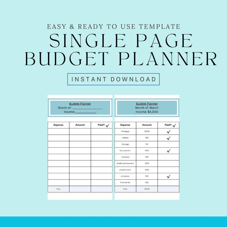 Printable Budget Planner - Etsy