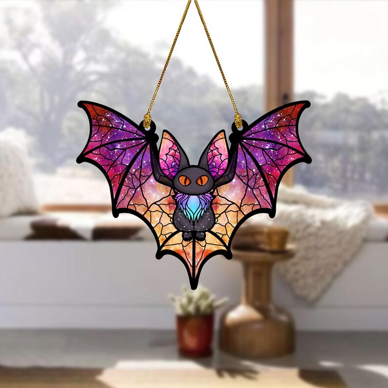 Halloween Bat Window Hanging, Hanging Bat Acrylic Ornament, Tree ...