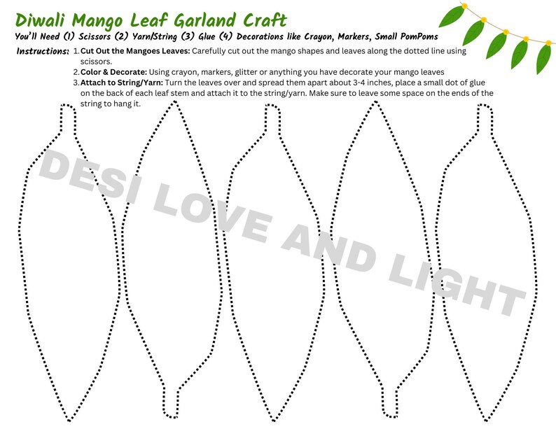Diwali Kids Mango Garland Paper Craft - Etsy