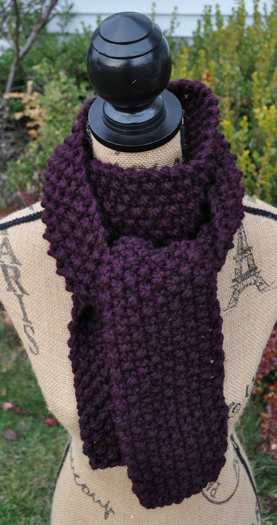 Items similar to Chunky Scarf - Plum - Purple - Eggplant - Long Ladies ...