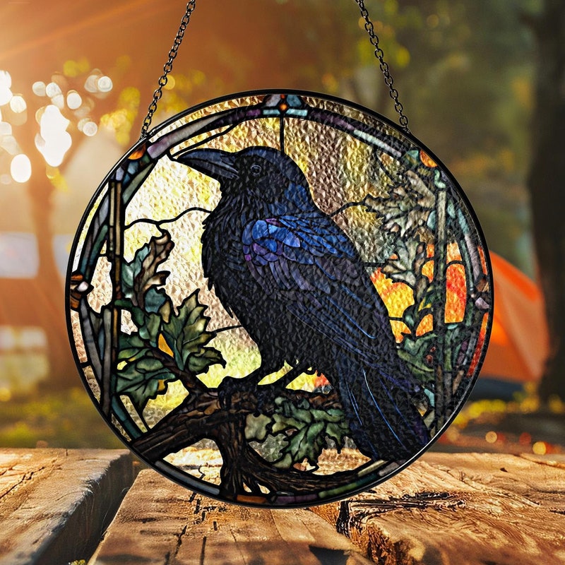 Stained Glass Raven - Etsy