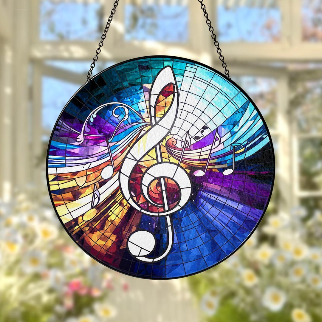 Treble Clef Stained Glass Suncatcher: Music Lover Window Decor - Etsy