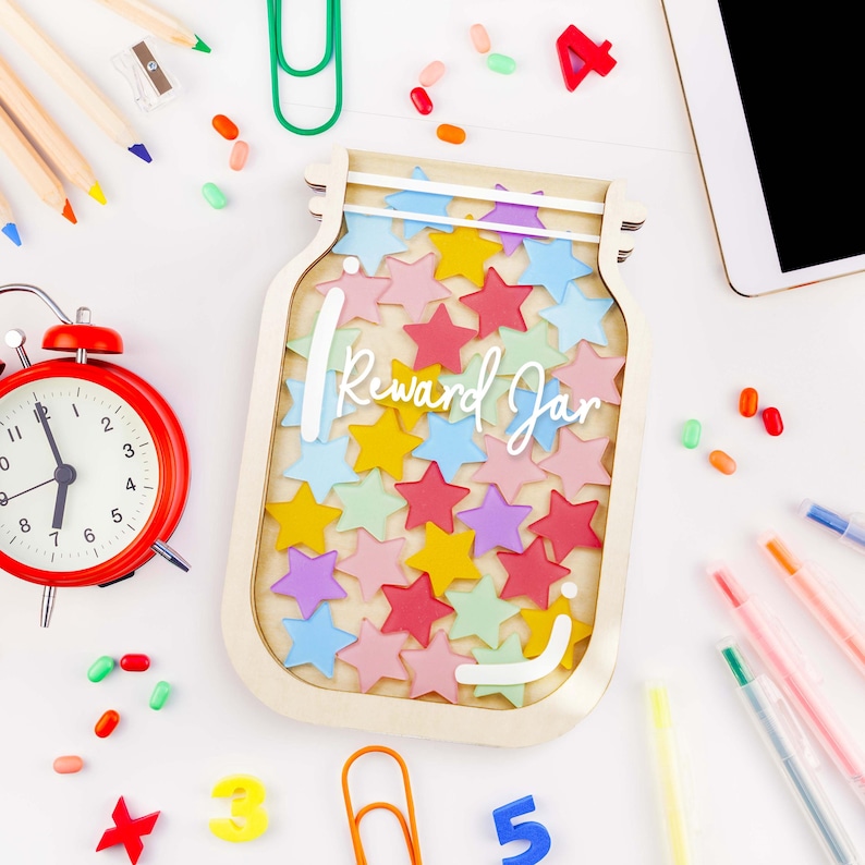 Wooden Star Reward Jar for Classroom: Teacher Behavior Incentive,chore ...