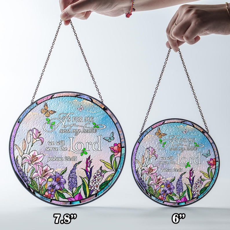 Bible Verse Stained Glass Religious Suncatcher, Christian Home Decor ...