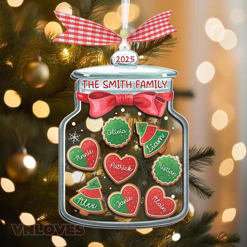 Personalized Family Cookie Jar Ornament 2025, Custom Christmas Tree ...
