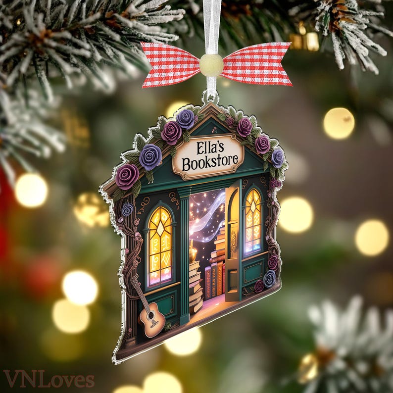 Personalized Mysterious Bookstore Ornament 2025, Custom Name Book Store ...