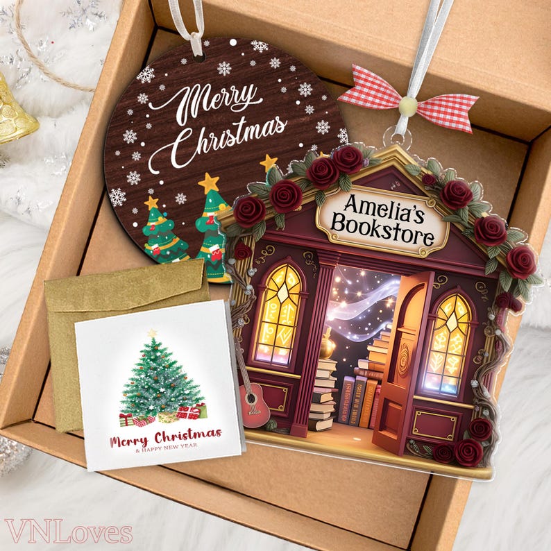 Personalized Mysterious Bookstore Ornament 2025, Custom Name Book Store ...