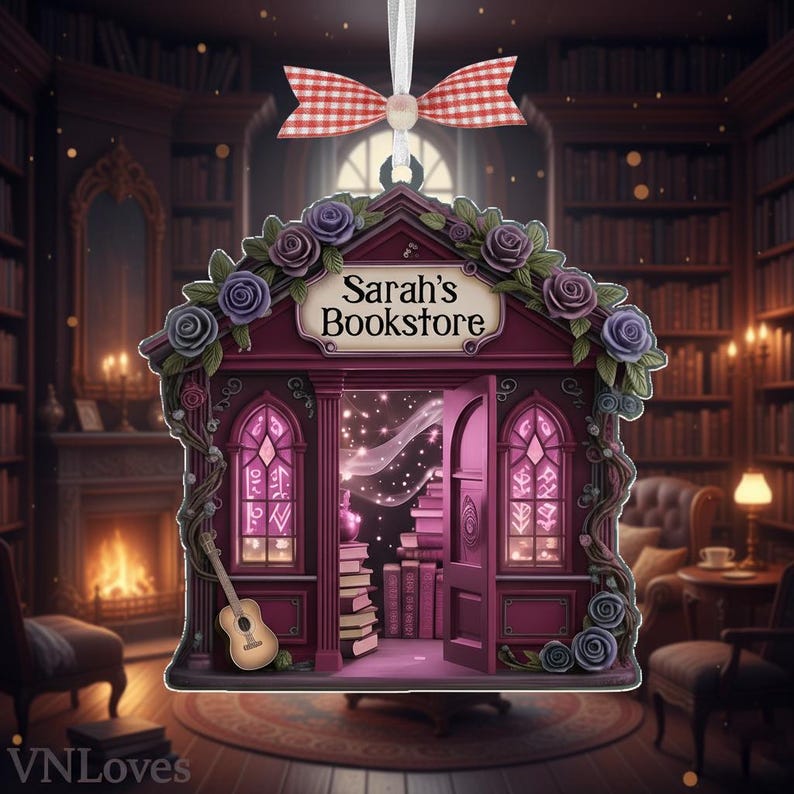 Personalized Mysterious Bookstore Ornament 2025, Custom Name Book Store ...