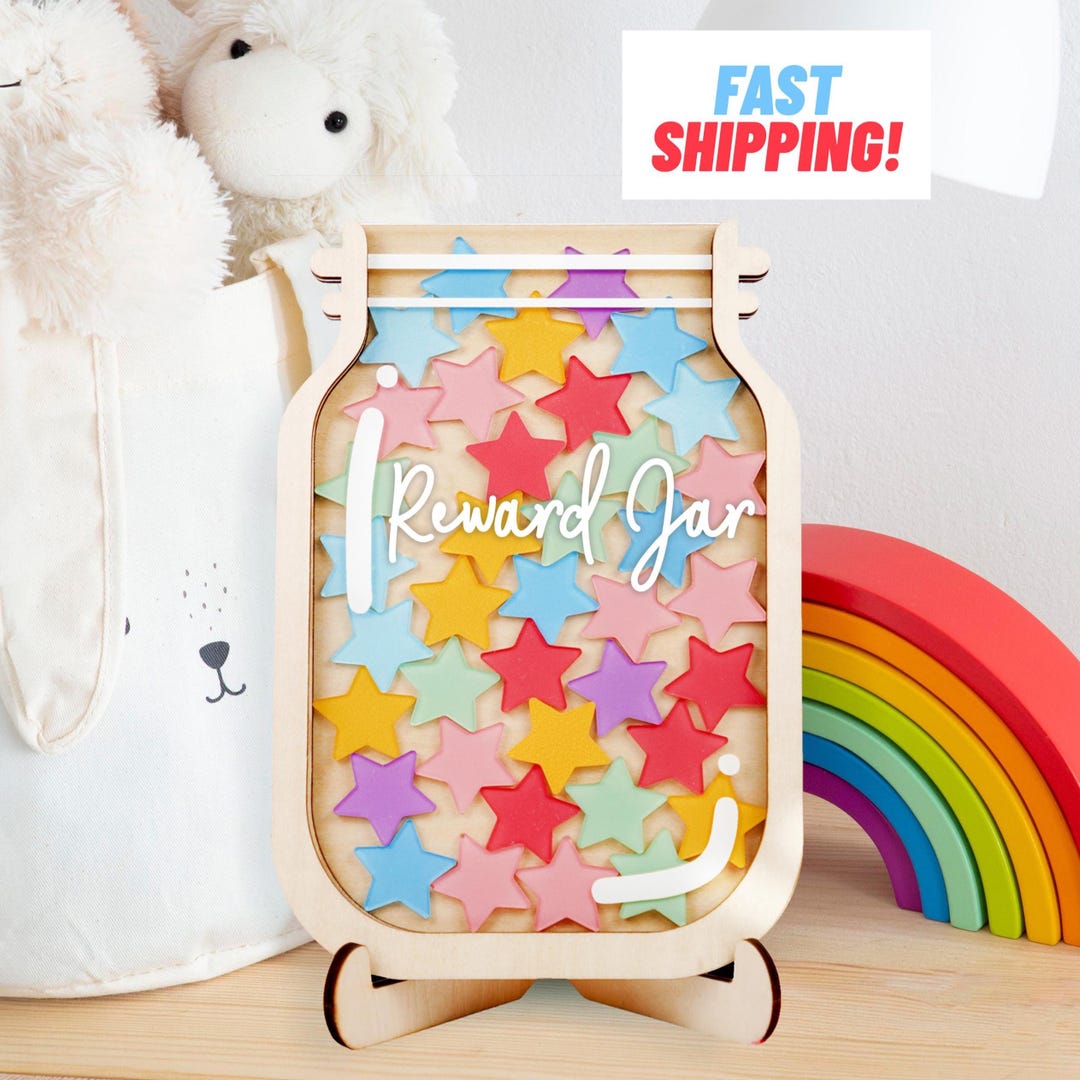 Wooden Star Reward Jar for Classroom: Teacher Behavior Incentive,chore ...