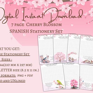 Spanish Letter Writing Paper: Floral Stationery Set (printable PDF ...