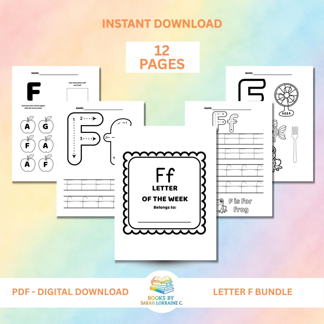 Letter F Tracing Worksheets | Alphabet Handwriting Practice (PDF) - Etsy