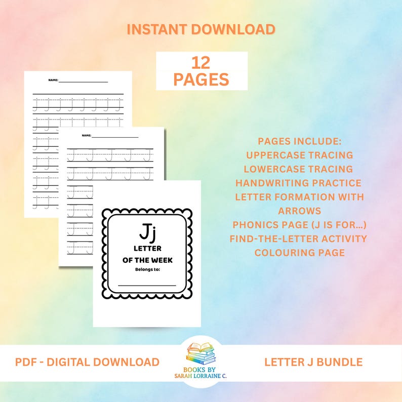 Letter J Tracing Worksheet | Alphabet Phonics Practice (PDF) - Etsy
