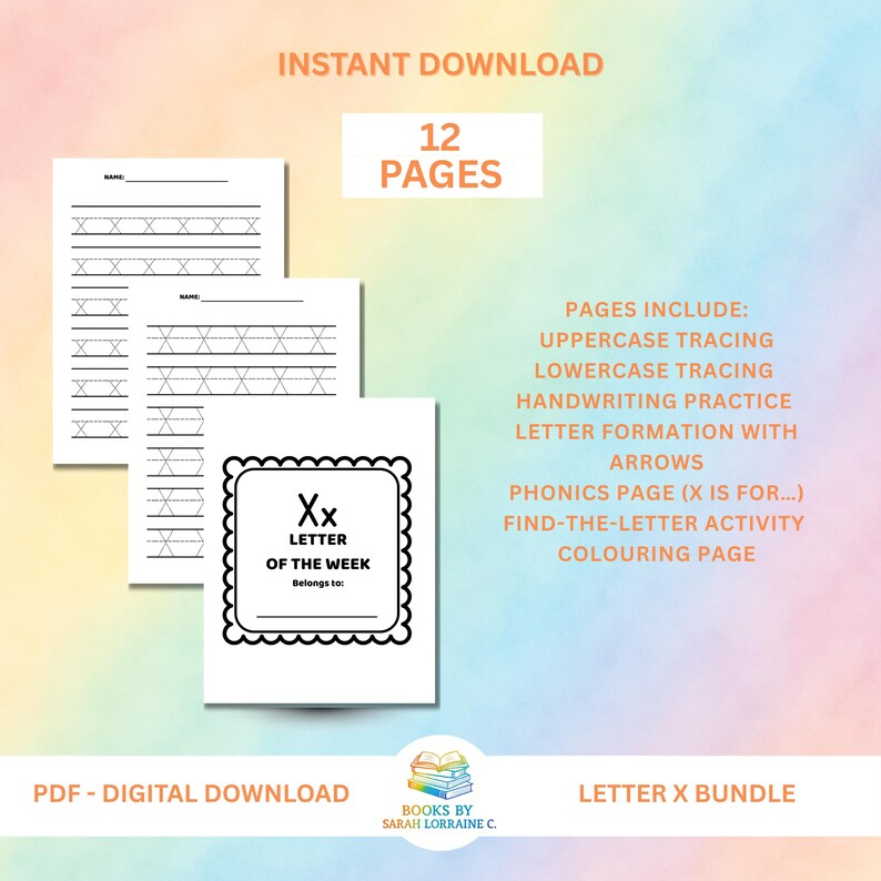 Letter X Tracing Worksheet | Alphabet Phonics Practice (PDF) - Etsy