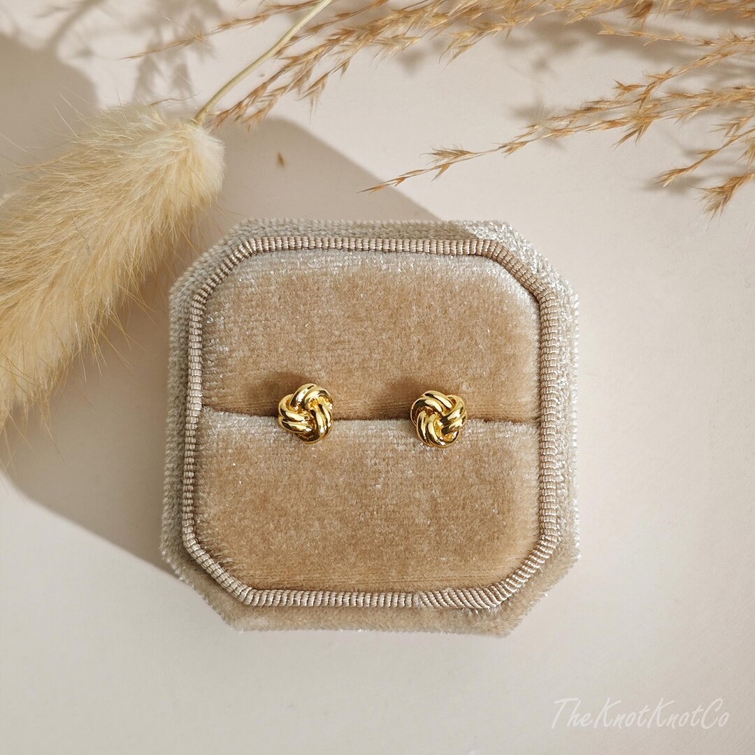 925 Sterling Silver Studs, Minimalist Knot Gold Stud Earrings, Love ...