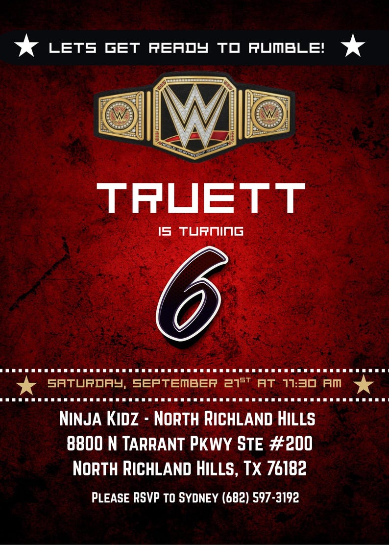 WWE Birthday Party Invitation - Etsy