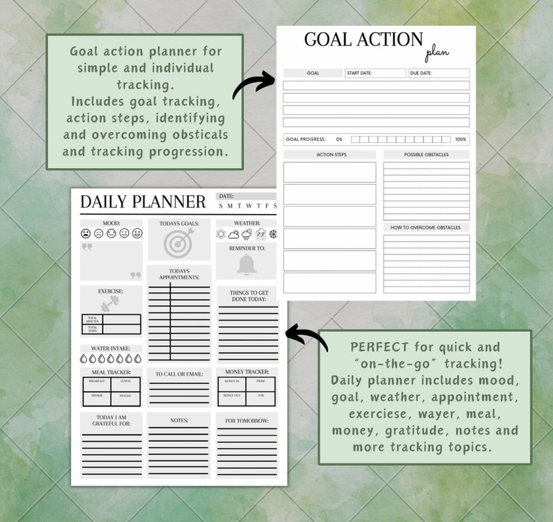 DIGITAL and PRINTABLE Bullet Journaling Template Bundle Daily Planner ...